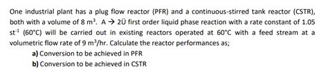 Solved One Industrial Plant Has A Plug Flow Reactor PFR Chegg