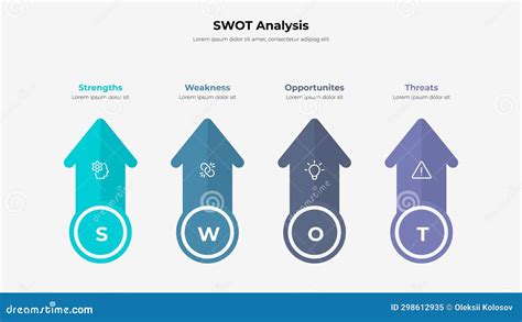 Swot Diagram Schema Template With Stripes And Arrows Cartoon Vector 291621803