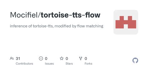 GitHub Mocifiel Tortoise Tts Flow Inference Of Tortoise Tts Modified By Flow Matching