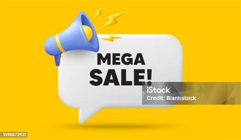 메가 세일 태그 특별 행사 가격 표시 3d 말풍선 배너입니다 벡터 3차원 형태에 대한 스톡 벡터 아트 및 기타 이미지 3차원