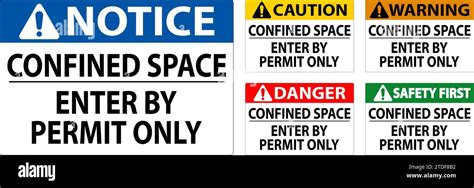 Danger Sign Confined Space Enter By Permit Only Stock Vector Image