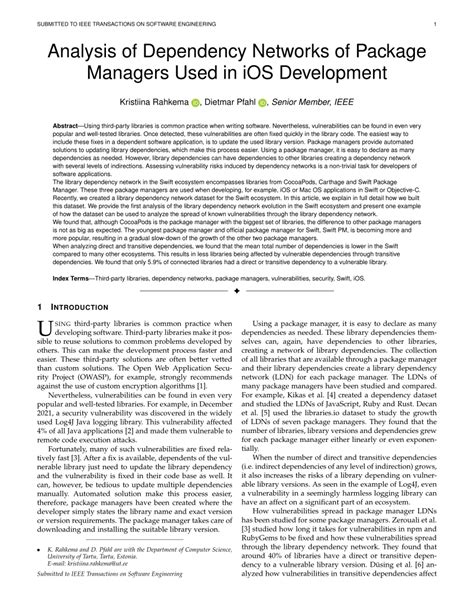 Pdf Analysis Of Dependency Networks Of Package Managers Used In Ios