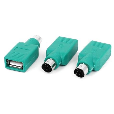 Unique Bargains Ps 2 To Usb Female Adapter Converter Connector Green