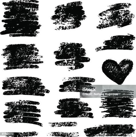 손으로 그린 추상 검은 페인트 브러쉬 선 상자 테두리 벡터 도형 흰색 배경에 고립 된 프레임의 집합입니다 0명에 대한 스톡 벡터 아트 및 기타 이미지 Istock