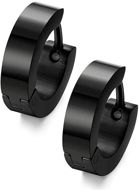 Jstyle Stainless Steel Black Unique Small Hoop Earrings For Men Huggie