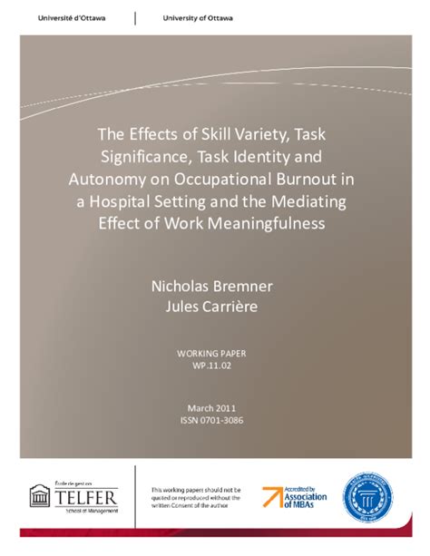 pdf the effects of skill variety task significance task identity