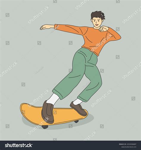 Skater Boy Illustration Flat Cartoon Style Stock Vector Royalty Free