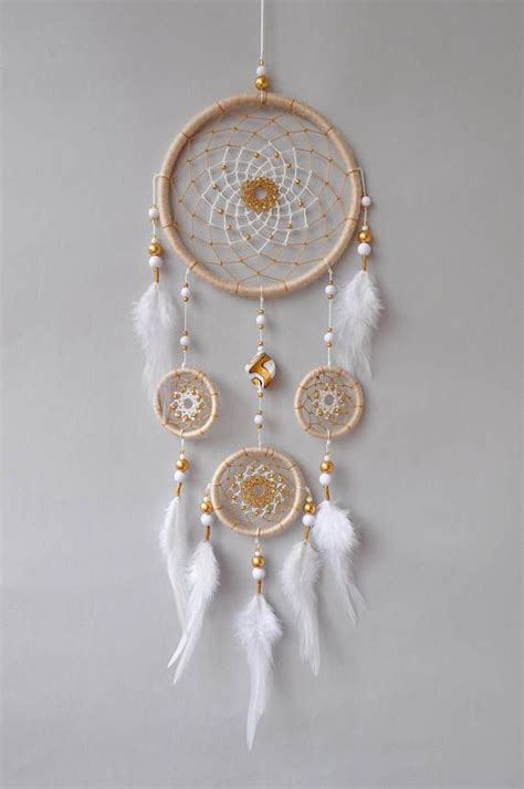 Beige Dream Catcher Large Tan Dreamcatcher Boho Wall Hanging