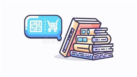 Modern Qr Code Displayed Next To Pile Of Academic Books With Blue Background Stock Vector