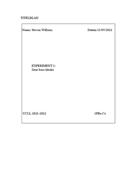 Verslag Zuur Base Titratties Pdf