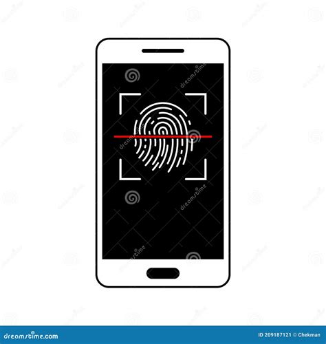 Smartphone Unlocking Icon Fingerprint Scan Icon Stock Vector