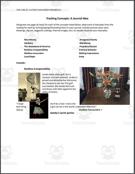 Novel Study Guide: The Great Gatsby by Teach Simple