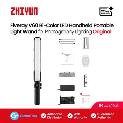 Zhiyun Fiveray V60 Bi Color Led Handheld Portable Light Wand 60w For Photography Lighting Black