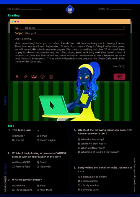 8 Sınıf İngilizce Readingandwriting Çalışma Kağıdı Derslig