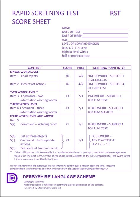 Derbyshire Language Scheme Rapid Screening Test