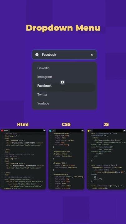 modern drop down menu in html and css html5 css3 js javascript webdesign ui frontend