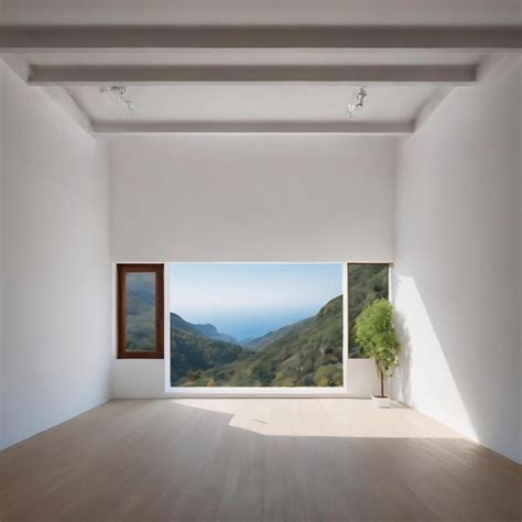 Premium Ai Image A White Wall With A Window In The Middle Of It