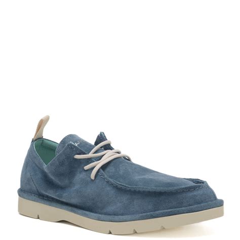 panchic scarpe uomo con stringhe a tre occhielli blu in pelle