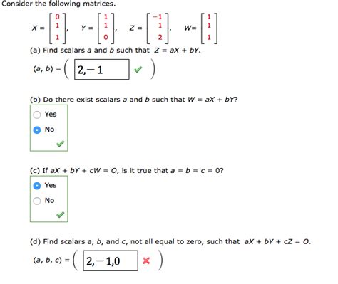 solved consider the following matrices x [0 1 1] y