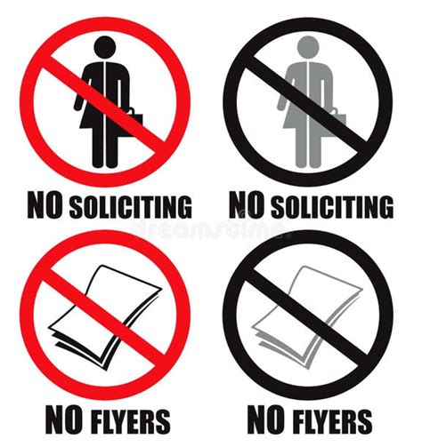 No Soliciting And No Flyers Sign Vector Stock Vector Illustration Of
