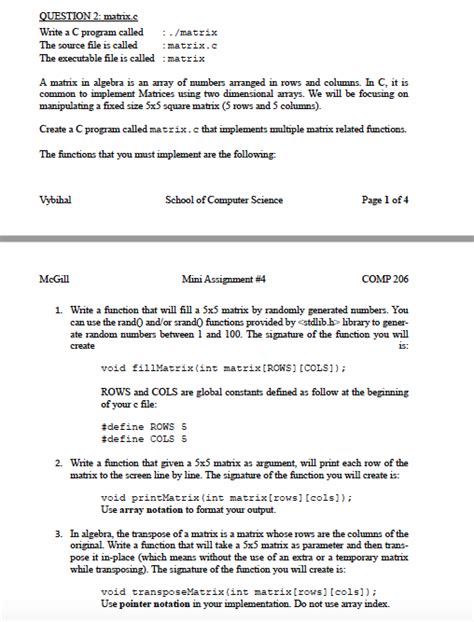 Solved QUESTION Matrix E Write A C Program Called The Chegg