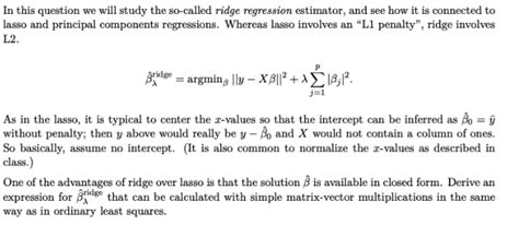 In This Question We Will Study The So Called Ridge Chegg