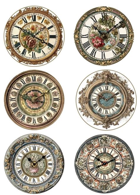 Pin By Judith Cox On A Decoupage Pics Vintage Clock Vintage Paper Clock Face Printable