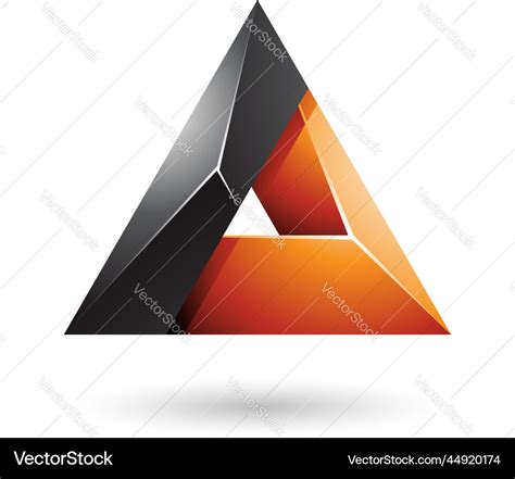 Black And Orange 3d Glossy Triangle With A Hole Vector Image