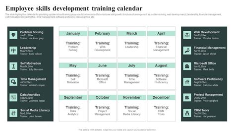 Employee Skills Development Training Calendar Elements Pdf