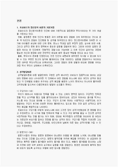 프로이드의 정신분석이론의 기본가정 성격이론 등을 구체적으로 서술하고 네가지 방어기제 억압 부인 치환 반동형성 등를 일상생활의 예를 들어 서술하고 이를 바탕으로