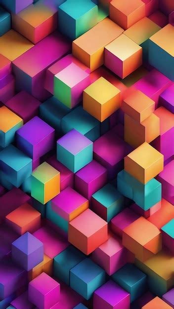 Premium Ai Image Isometric Cube Multicolored And Noise Texture Gradient Background 3d