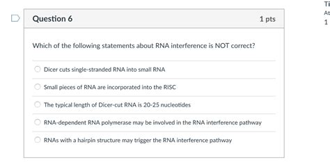 Solved Which Of The Following Statements About RNA Chegg