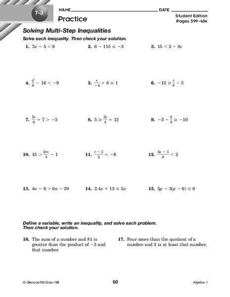 Writing Two Step Equations Worksheet E Streetlight Com