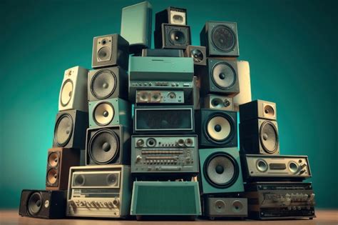 premium ai image vintage music speakers pile generate ai