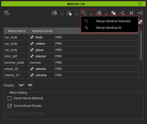 Merging Meshes With Identical Material
