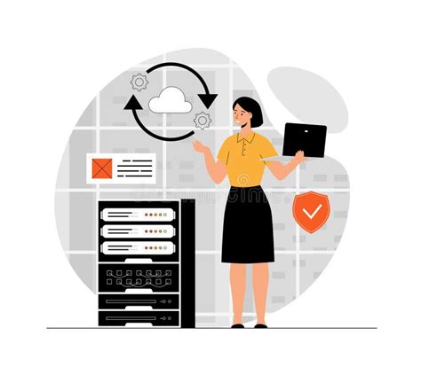 Cloud Storage Concept People With Devices And Cloud Computing Data Center Server Room Data