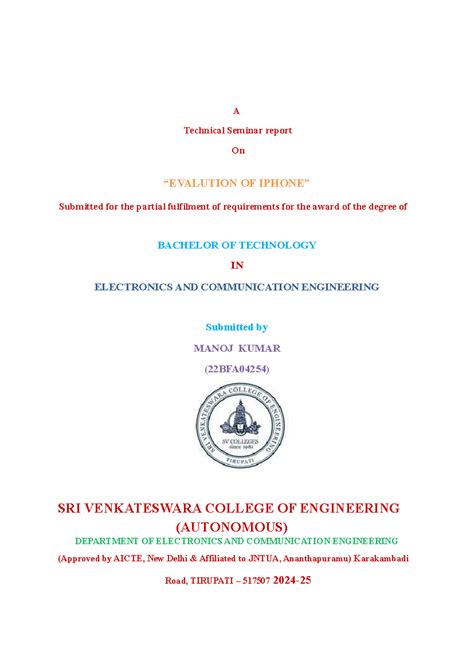 Manoj Kumar Seminar Report A Technical Seminar Report On “evalution
