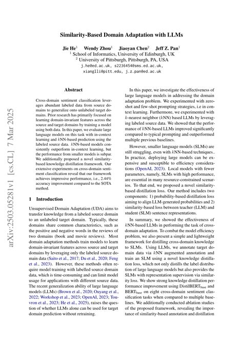 Pdf Similarity Based Domain Adaptation With Llms