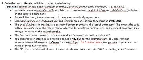 Code The Macro Iterate Which Is Based On The Chegg