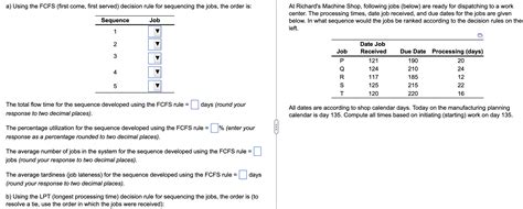 solved a using the fcfs first come first served decision