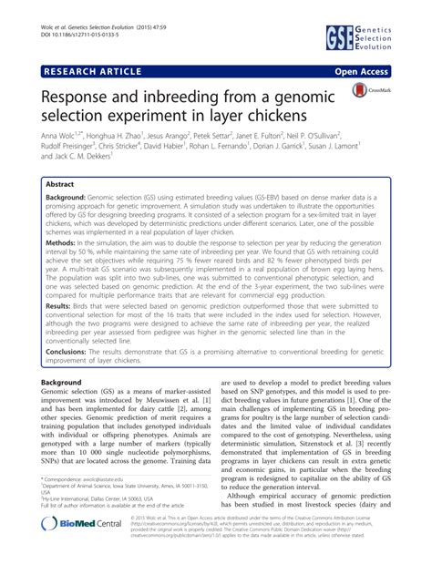 Pdf Response And Inbreeding From A Genomic Selection Experiment In