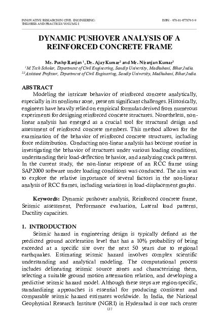 Pdf Dynamic Pushover Analysis Of A Reinforced Concrete Frame
