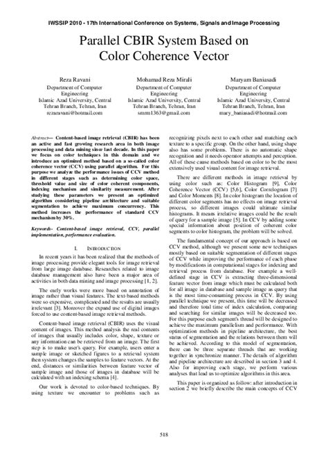 Pdf Parallel Cbir System Based On Color Coherence Vector