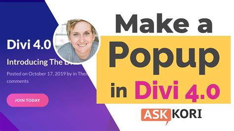Make A Popup Window Inside Of Divi Theme Divi Overlay Ask Kori