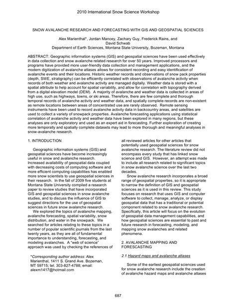pdf snow avalanche research and forecasting with gis and geospatial