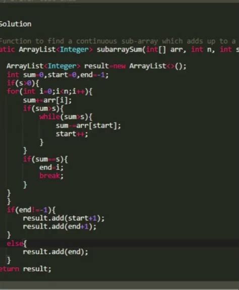 Subarray With Given Sum Gfg Solution Youtube