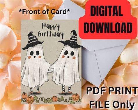 Spooky Birthday Card Goth Birthday Card Printable Card Digital