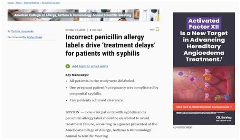 Incorrect Penicillin Allergy Labels Drive ‘treatment Delays For