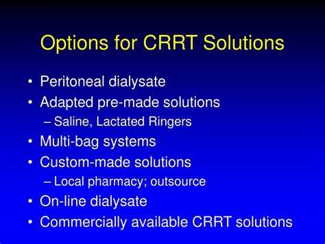 Ppt Dialysis And Replacement Solutions For Crrt Powerpoint