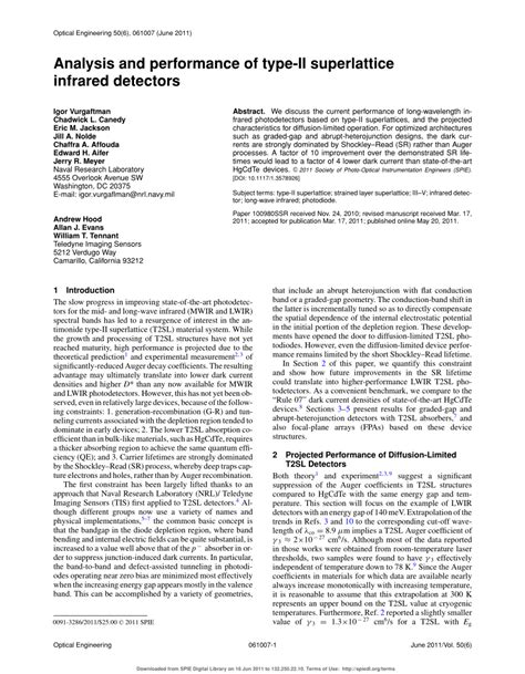 Pdf Analysis And Performance Of Type Ii Superlattice Infrared Detectors